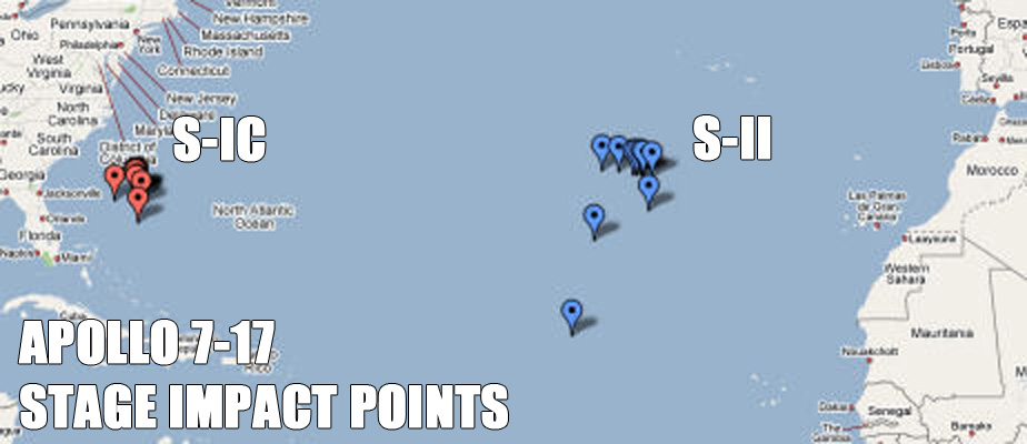 Saturn V 1st and 2nd stage splashdown